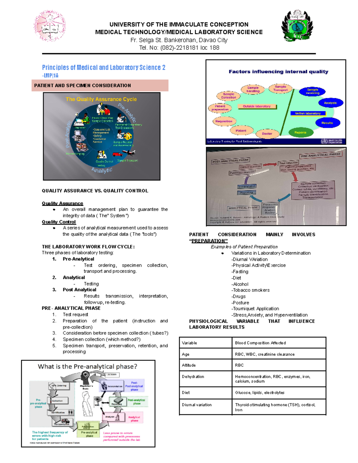 Principles of Medical and Laboratory Science 2 1 - UNIVERSITY OF THE ...