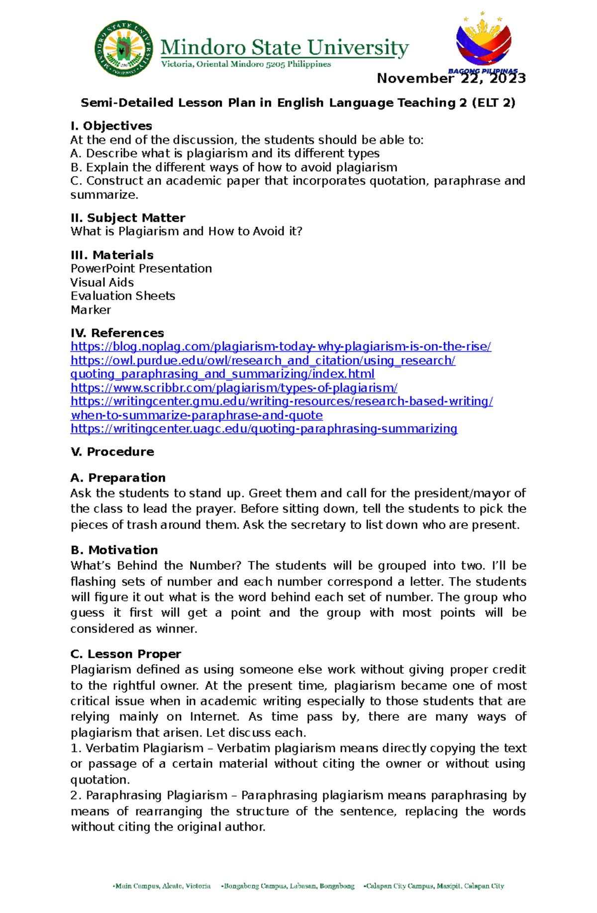 SDLP - mamaw - November 22, 2023 Semi-Detailed Lesson Plan in English ...