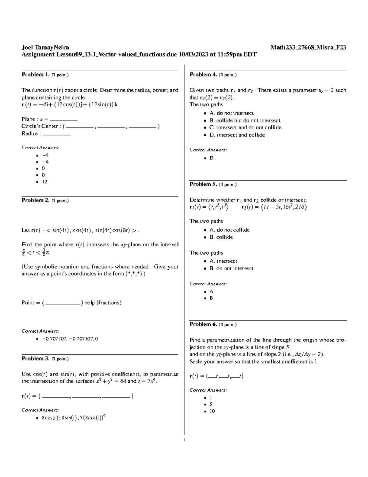 Math233 CSI CUNY 23 - Joel TamayNeira Math233 27668 Misra F Assignment ...