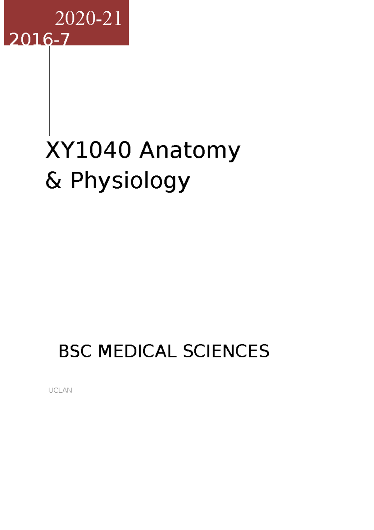 Burnley campus Module Handbook 2019 XY1040 updated 2021 - XY1040 ...