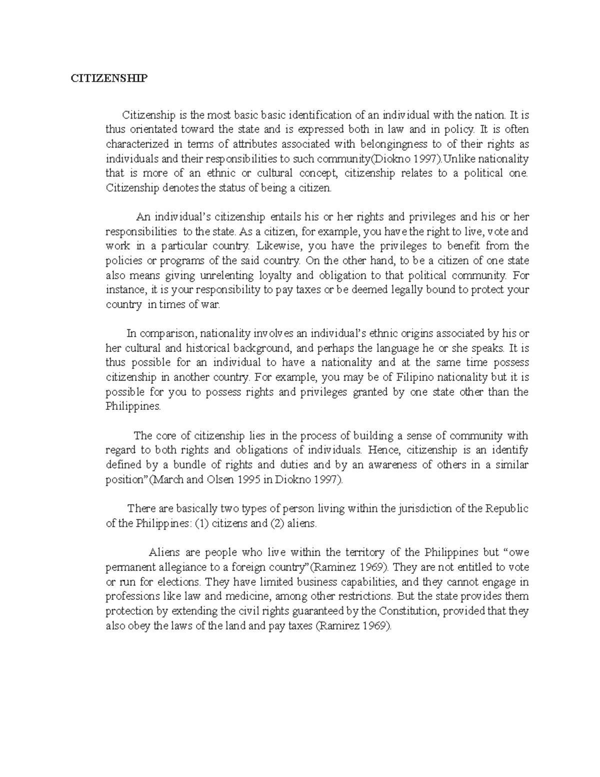 The impact of citizen - CITIZENSHIP Citizenship is the most basic basic ...