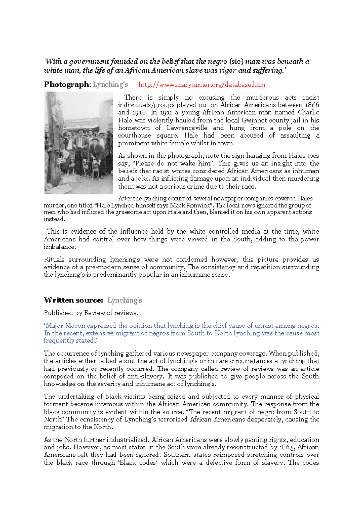 Modern history assignment (Jim Crow Era) - ‘With a government founded ...