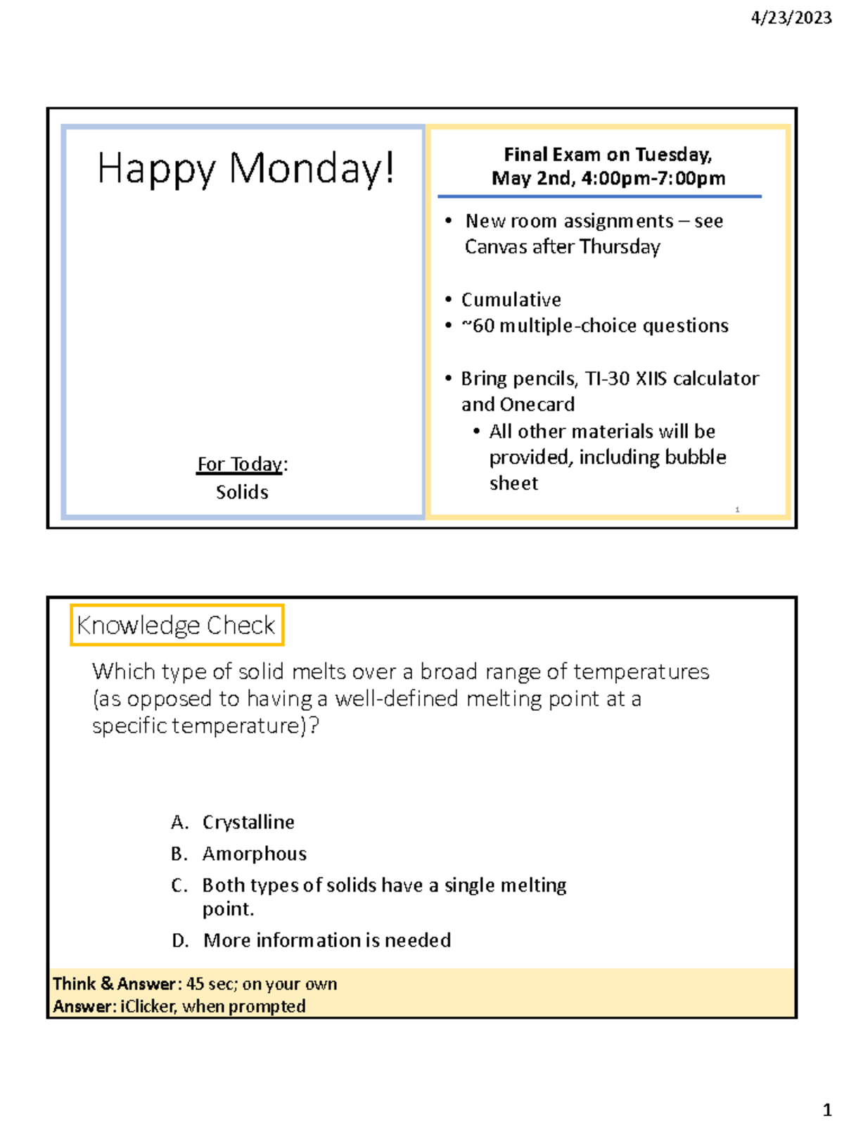 L37M - Solids - student - chem 102 notes - 1 For Today: Solids Final ...