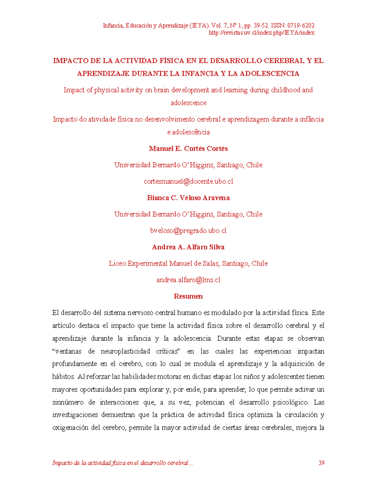 PA2 Lectura base Impacto de la actividad física en el desarrollo cerebral - - Studocu