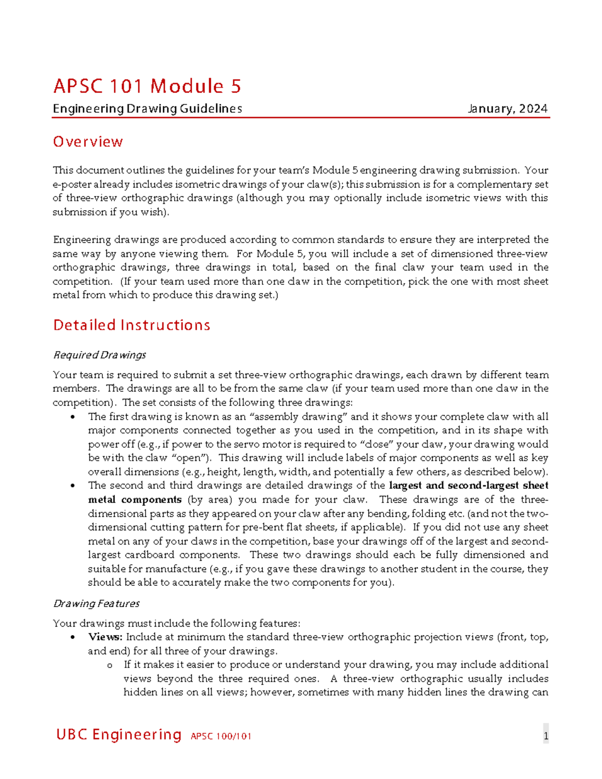 APSC 101 - Module 5 Engineering Drawing Guidelines - UB C Engineer ing APSC 100/101 1 APSC 101 M ...