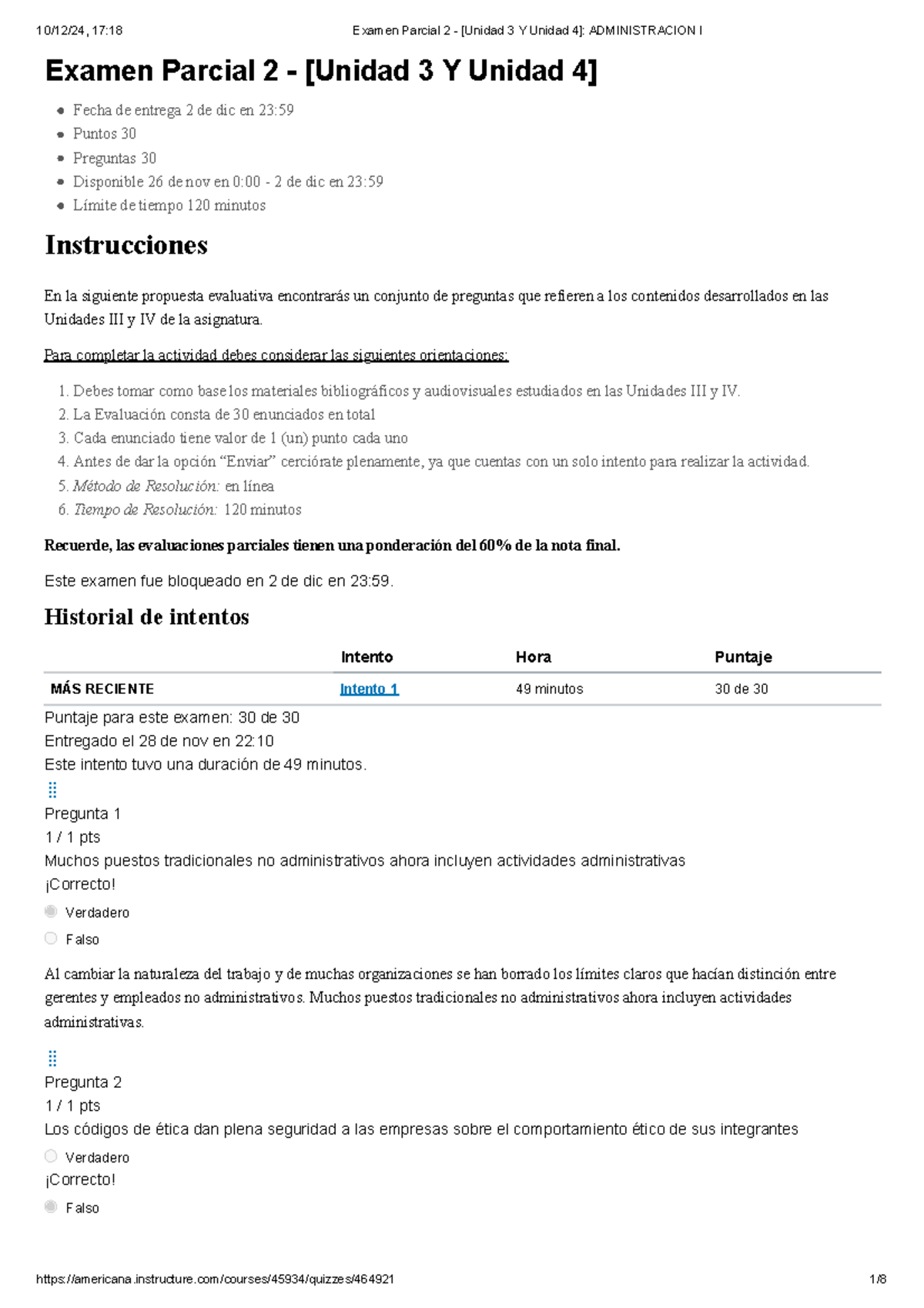 Examen Parcial 2 - [Unidad 3 Y Unidad 4] Administracion I - Examen ...