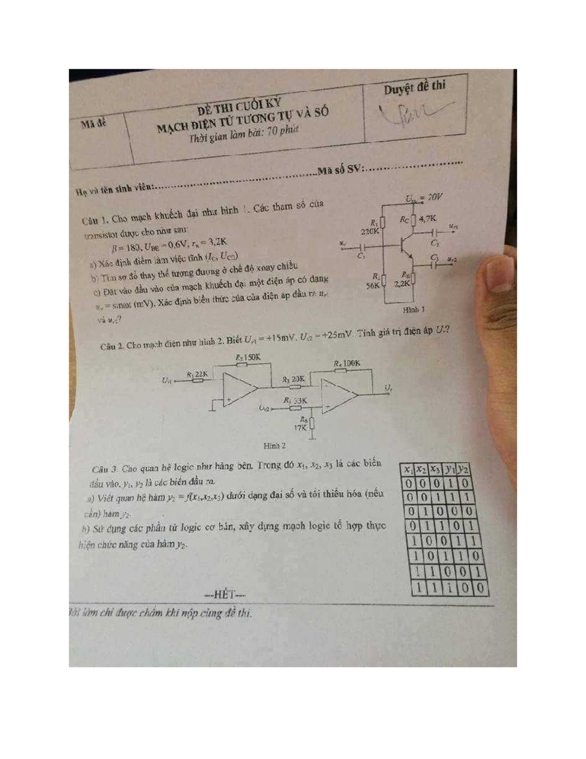 Đề môn mạch điện tử tương tự và số cần hỏi - Companies, and Management ...