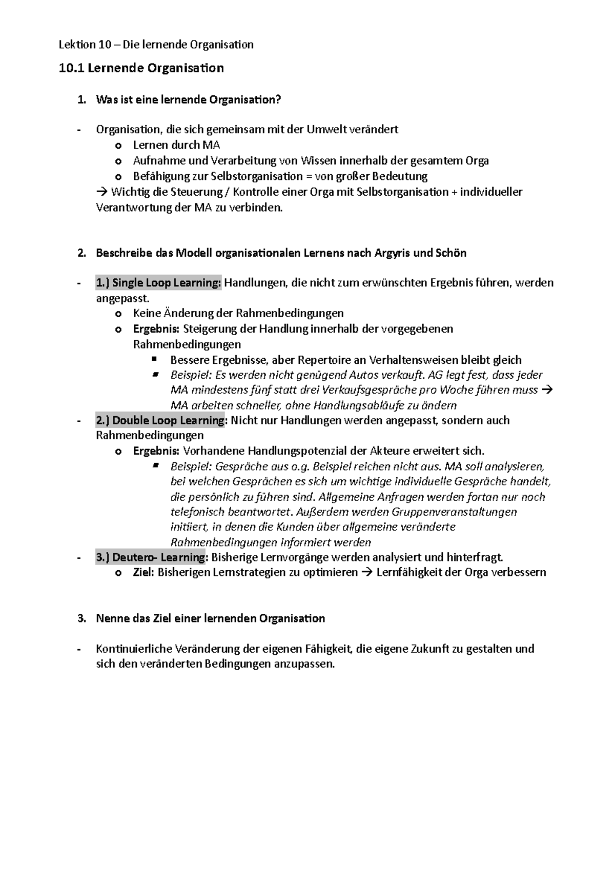 Lektion 10 – Die lernende Organisation - 10 Lernende Organisation Was ...