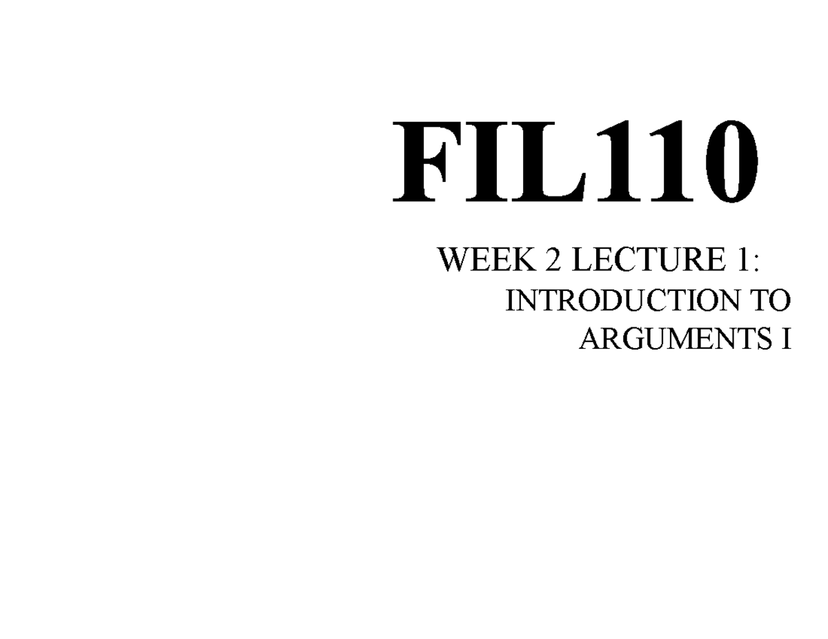 FIL 110 WEEK 2 Annotated Slides - WEEK 2 LECTURE 1: INTRODUCTION TO ...