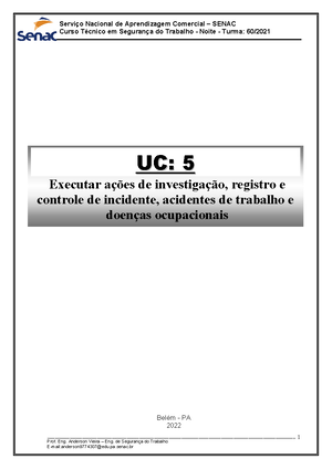 Apostila UC 5 - Turma 60-2021 - TST - Curso Técnico em Segurança do ...