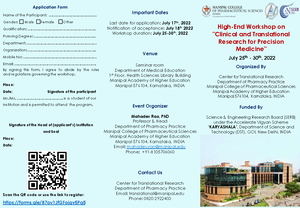 2022 - Manipal Academy of Higher Education e Calendar - Basics of ...