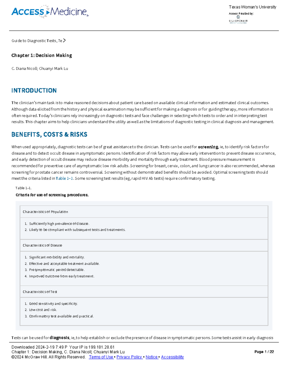 Chapter 1 Decision Making - Guide to Diagnostic Tests, 7e Chapter 1 ...