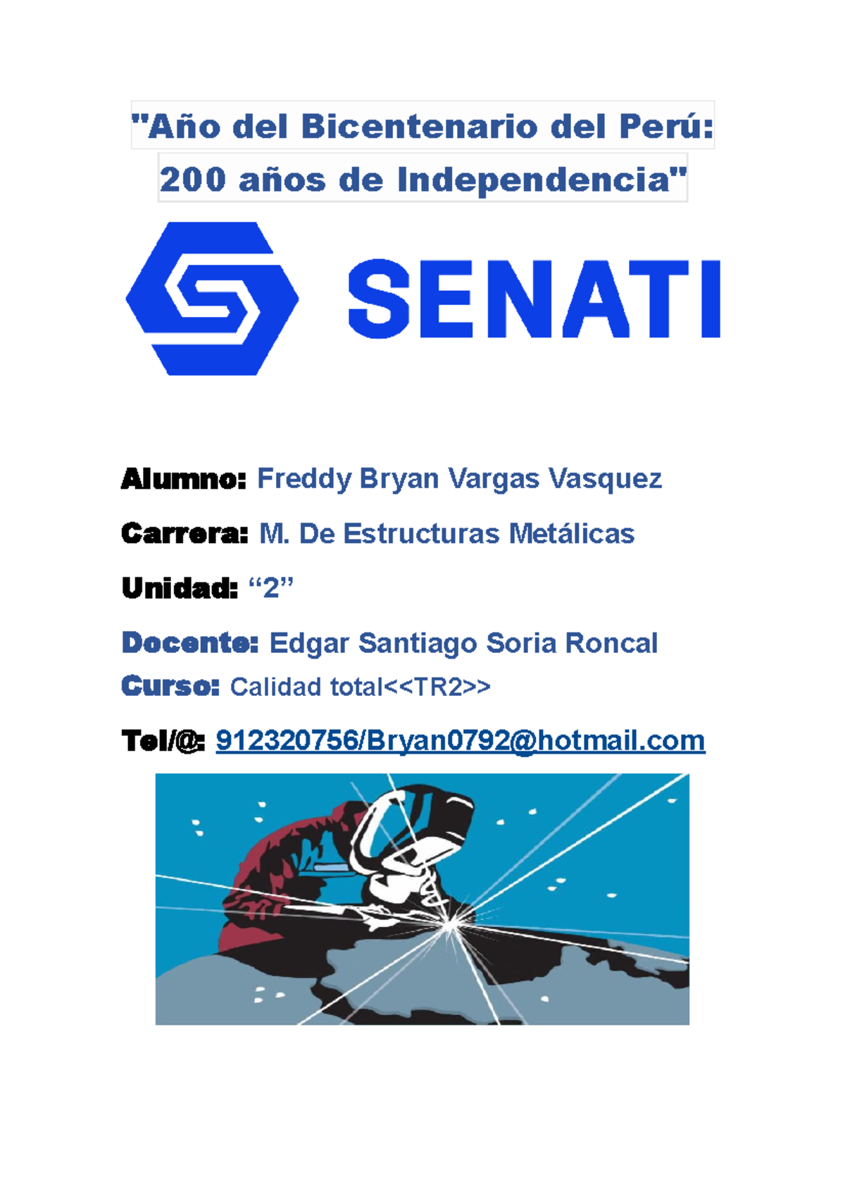 Calidad total tr2 senati - "Año del Bicentenario del Perú: 200 años de ...