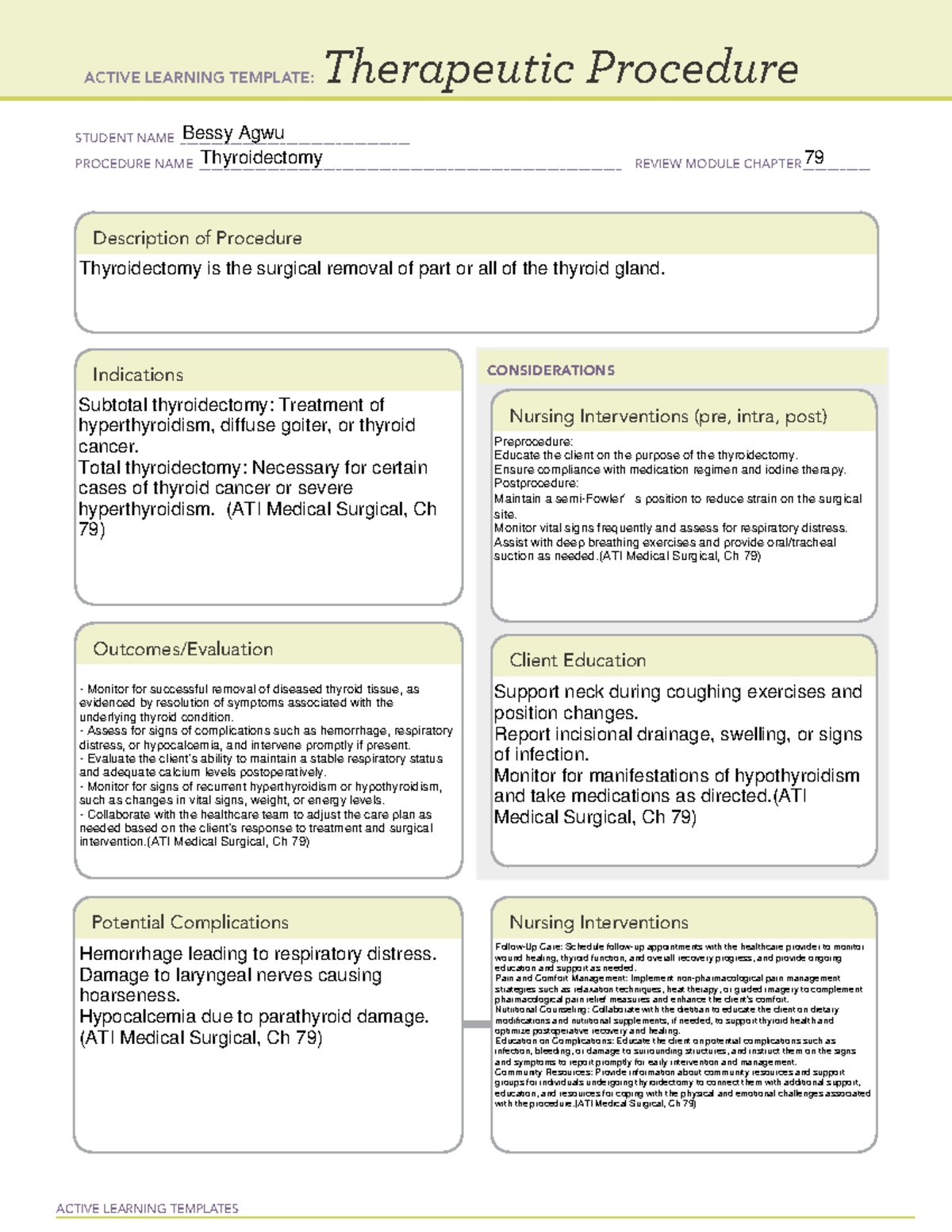 Thyroid med surg A - 101 - ACTIVE LEARNING TEMPLATES Therapeutic ...