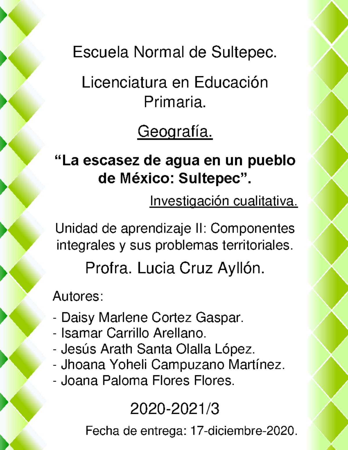 Abveaypti 26 La escasez de agua potable en un municipio del sur ...