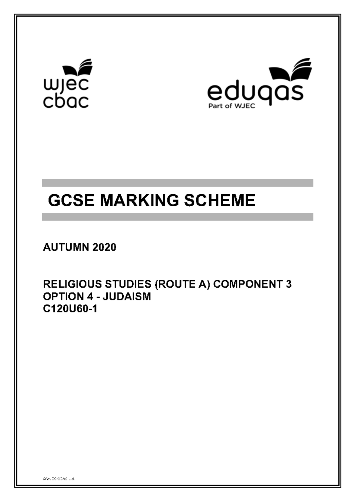 A20 C120U60 1 ms - Re past pper - GCSE MARKING SCHEME AUTUMN 2020 ...