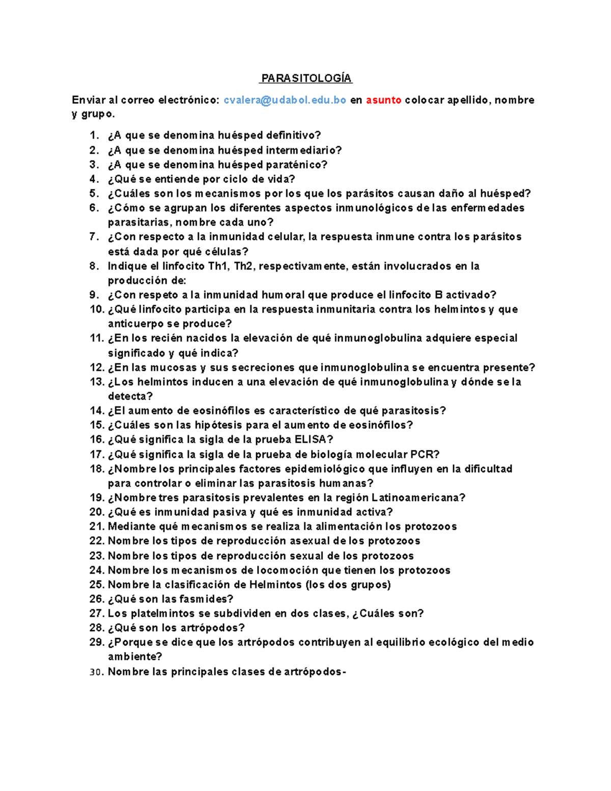 Tarea 1-Generalidades - PARASITOLOGÍA Enviar al correo electrónico ...
