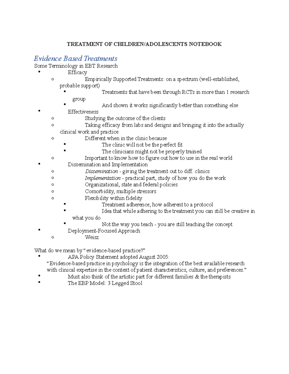 Tx of Child:Adolescents NB - TREATMENT OF CHILDREN/ADOLESCENTS NOTEBOOK ...