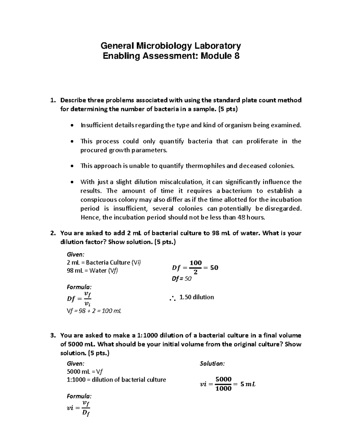 Enabling assessment Module 8 - General Microbiology Laboratory Enabling ...