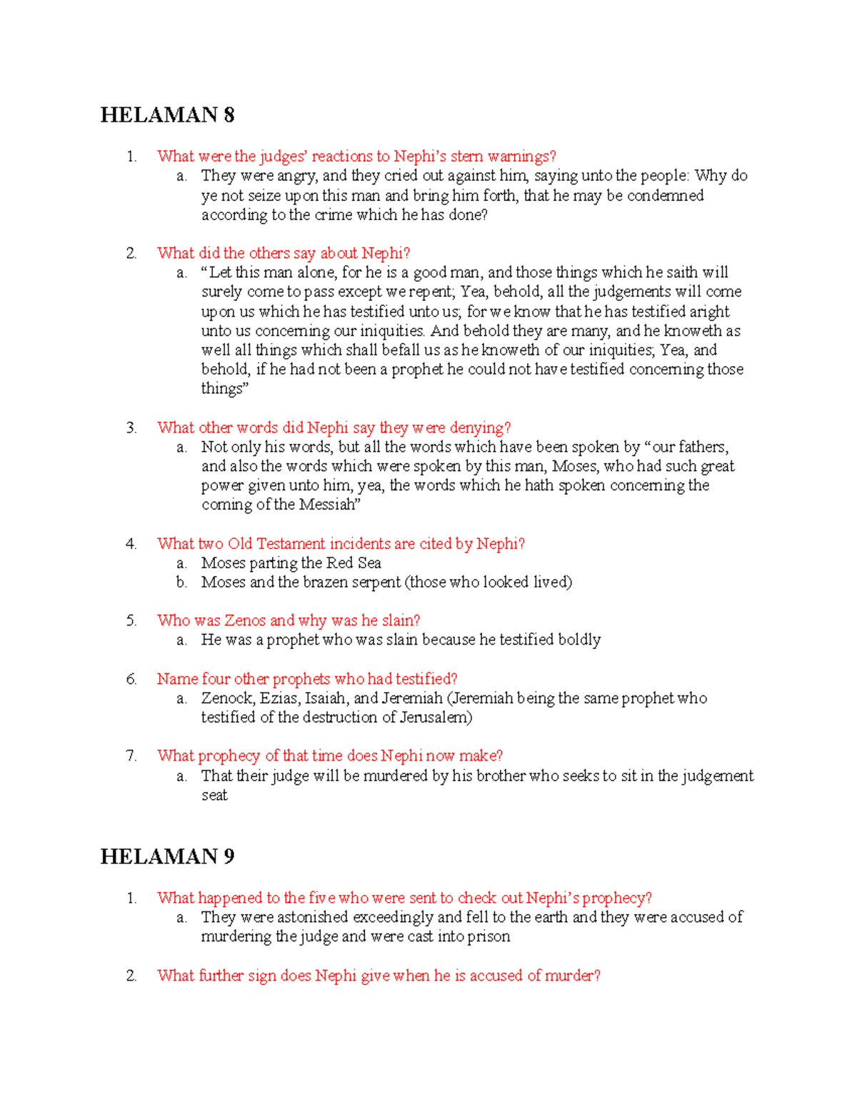 B of M Week 8:9 SQ - Summary The Book of Mormon - HELAMAN 8 What were ...