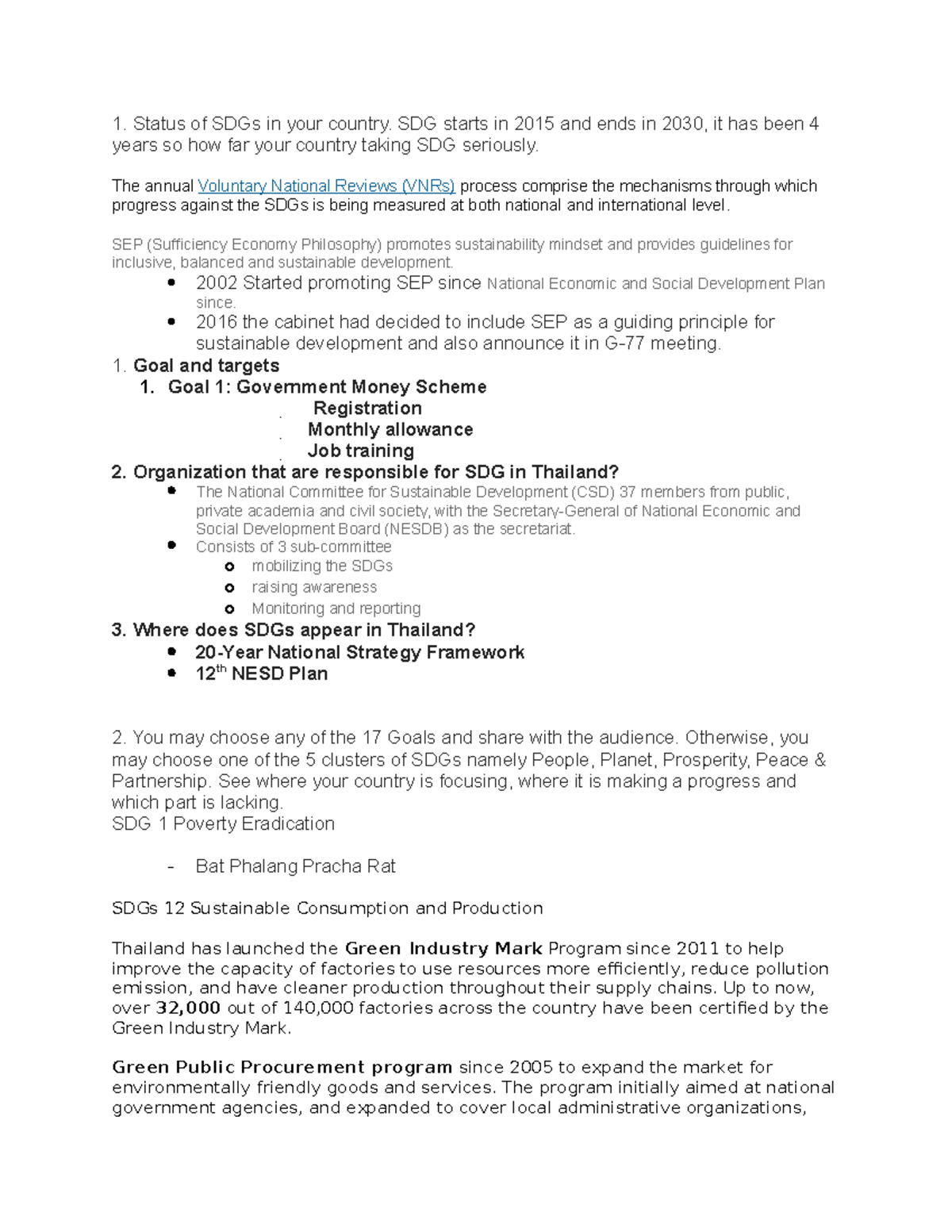 SDGs Status in Thailand - Warning: TT: more functions defined than expected Status of SDGs in ...
