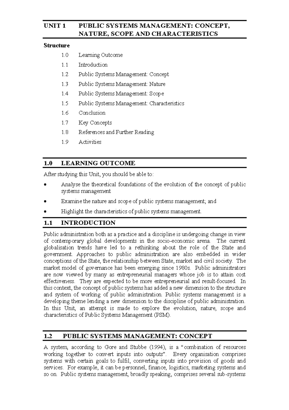 Pub system management - Notes - UNIT 1 PUBLIC SYSTEMS MANAGEMENT ...
