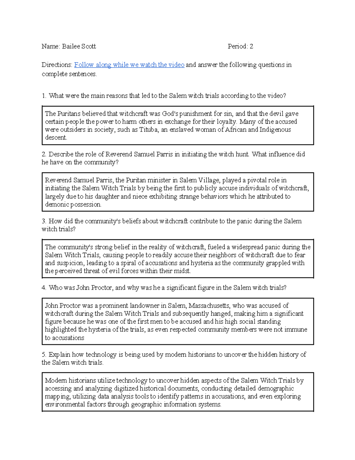 Copy of Salem's Secrets Documentary Guide - Name: Bailee Scott Period ...