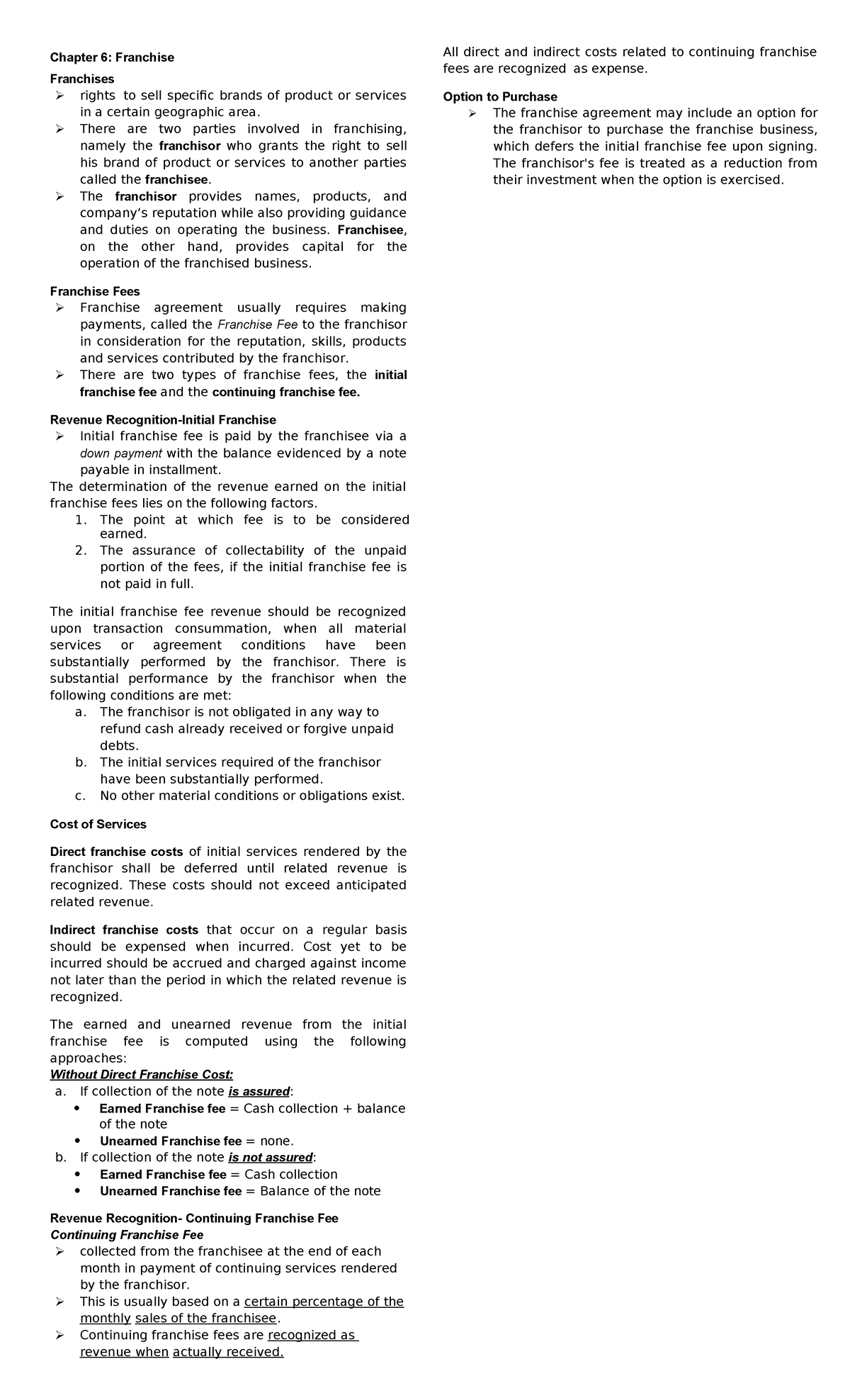 Chapter-6-Franchise - practice materials - Chapter 6: Franchise ...