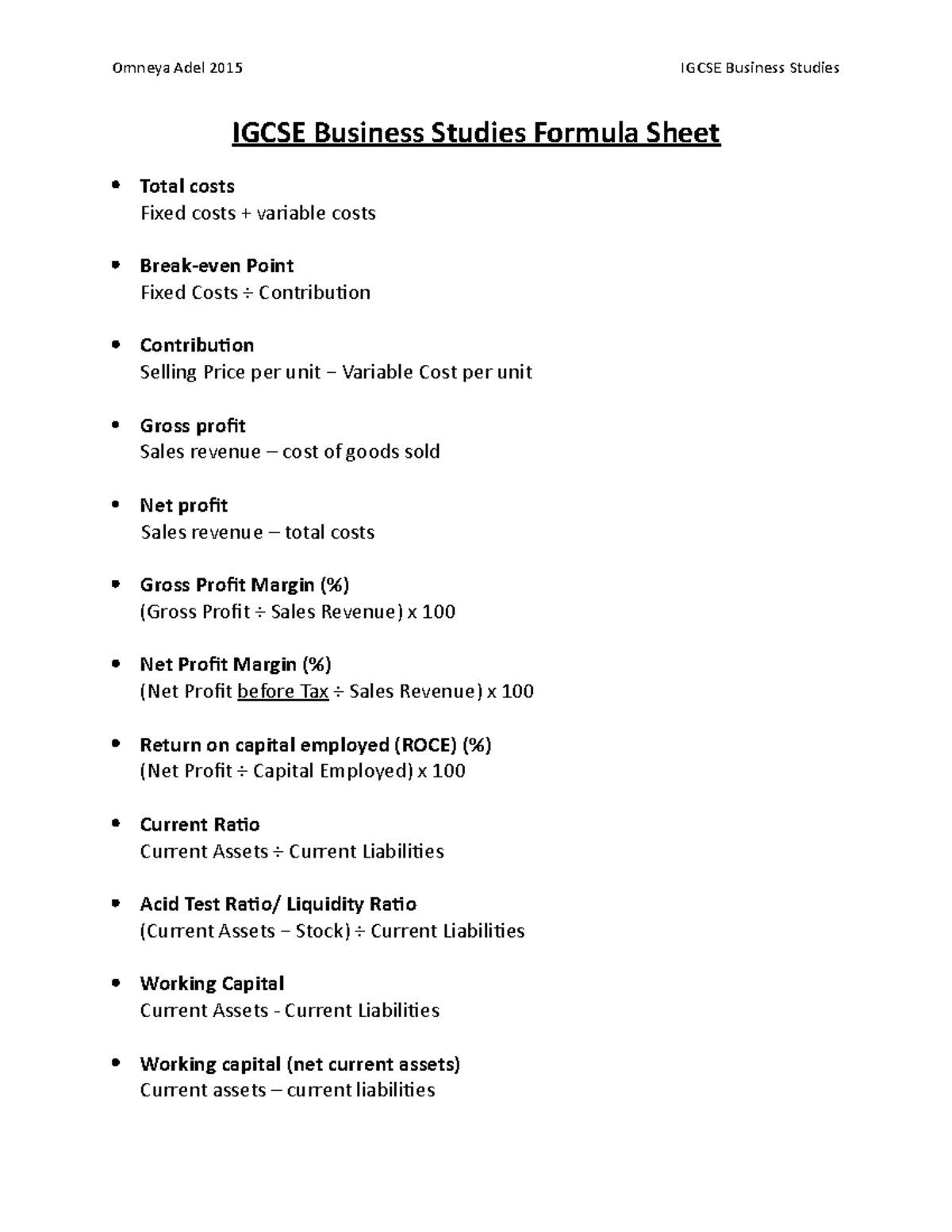 Business format - isuydt - Omneya Adel 2015 IGCSE Business Studies ...