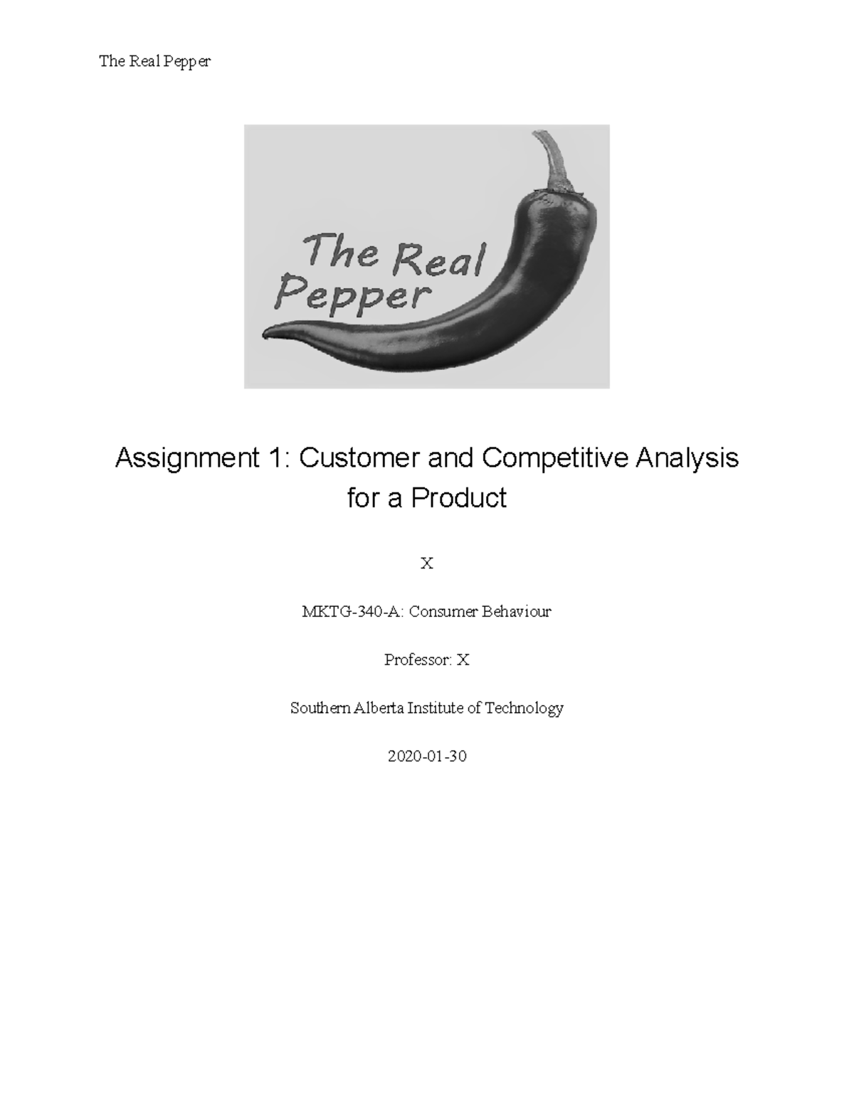 Consumer Behaviour Project 1 - Assignment 1: Customer and Competitive Analysis for a Product X ...