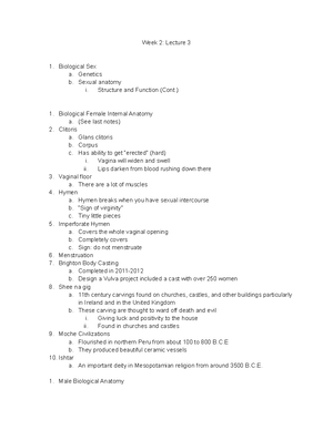 BIO 350 - Lisa Valin was my teacher. - Lecture 1, Week 1 1. Sexual ...