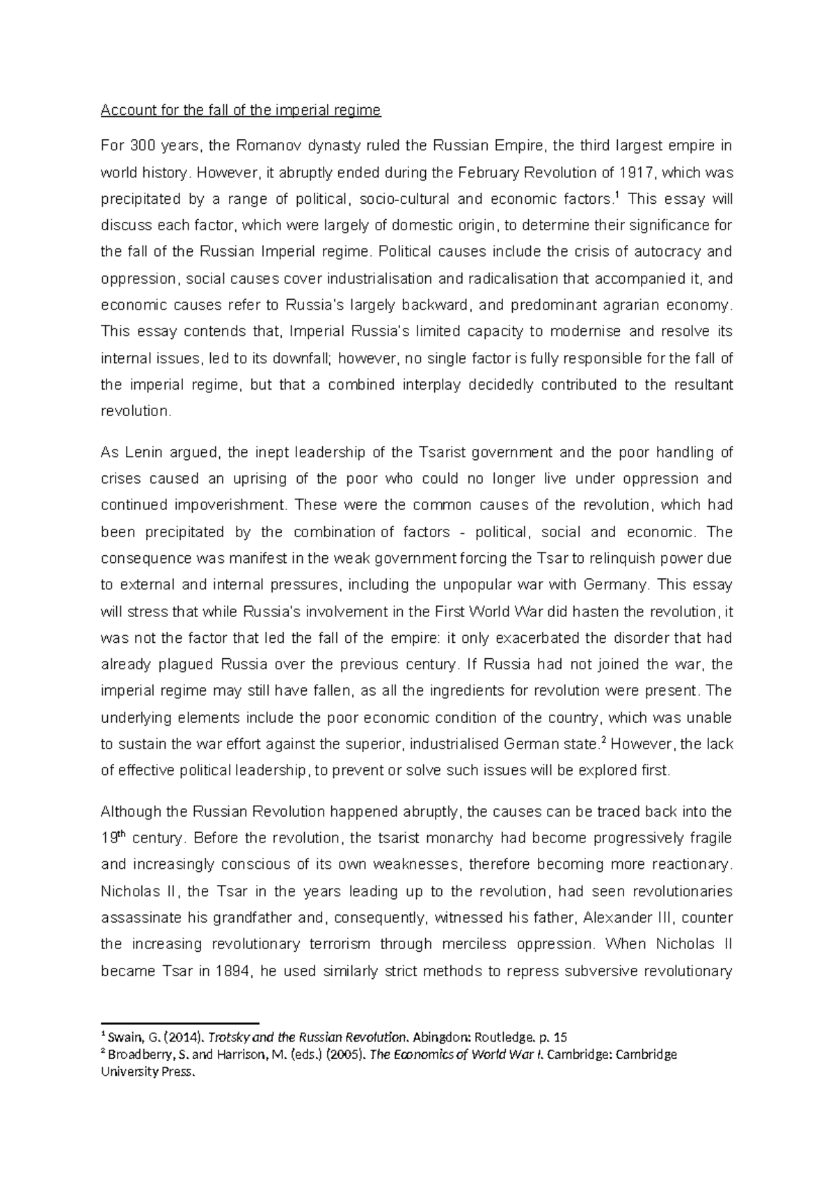 Fallof Imperial Regime Mk 3 - Account for the fall of the imperial ...