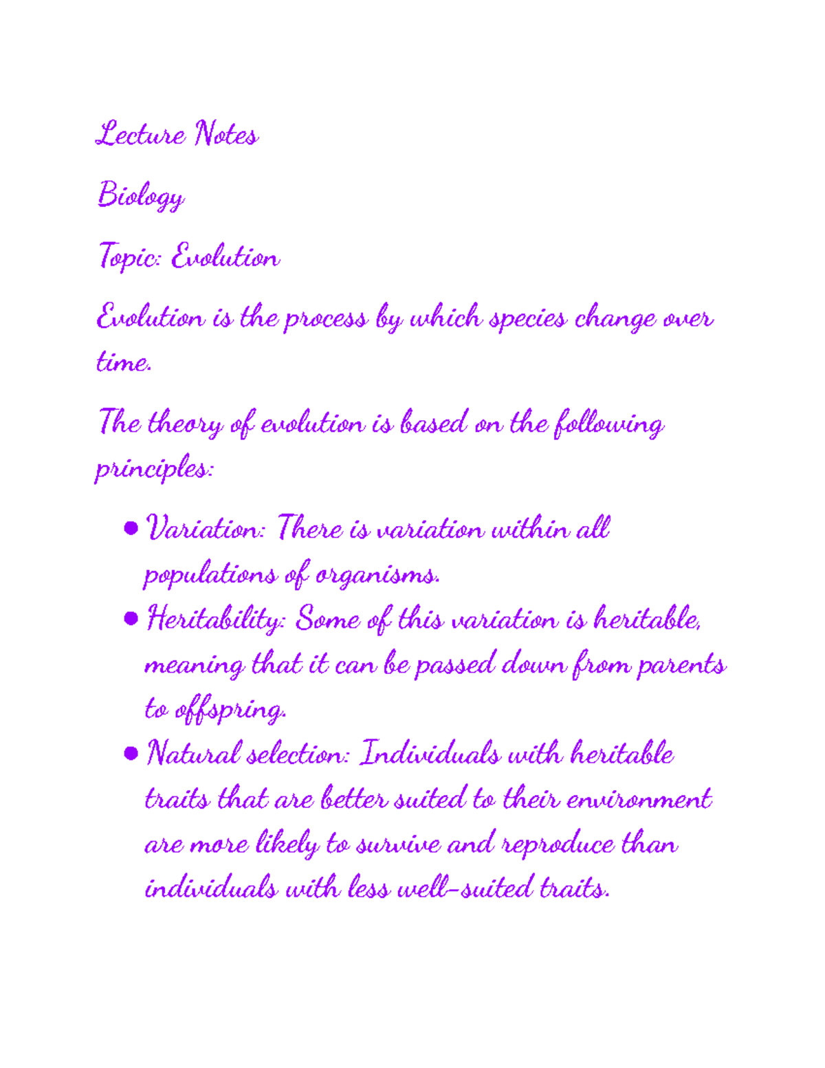 Biology - Lecture notes on evolution - IB 150 - Illinois - Studocu