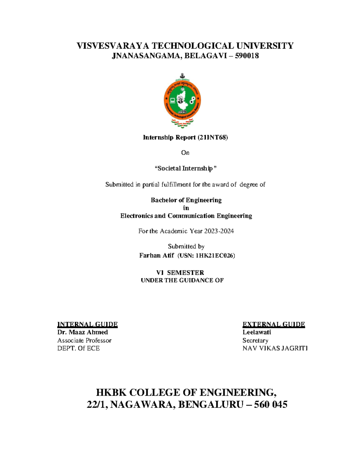 notes report notes - VISVESVARAYA TECHNOLOGICAL UNIVERSITY JNANASANGAMA ...