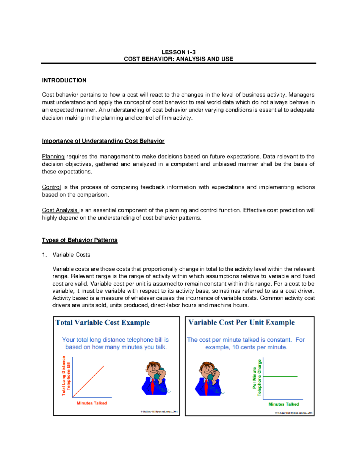 Cost-behavior-analysis-and-use compress - LESSON 1 - 3 COST BEHAVIOR: ANALYSIS AND USE ...
