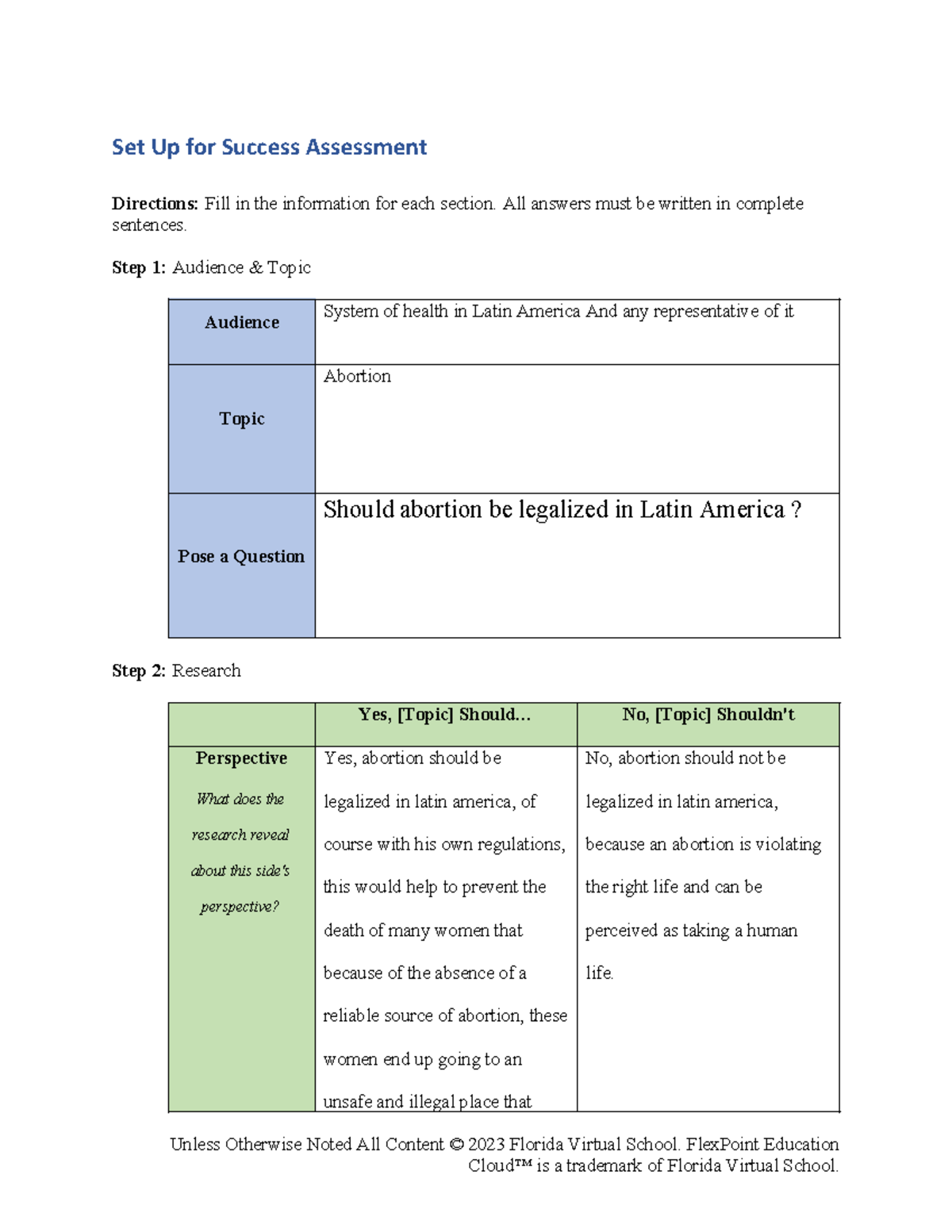 Sufs assingment - english 4 flvs - Set Up for Success Assessment ...