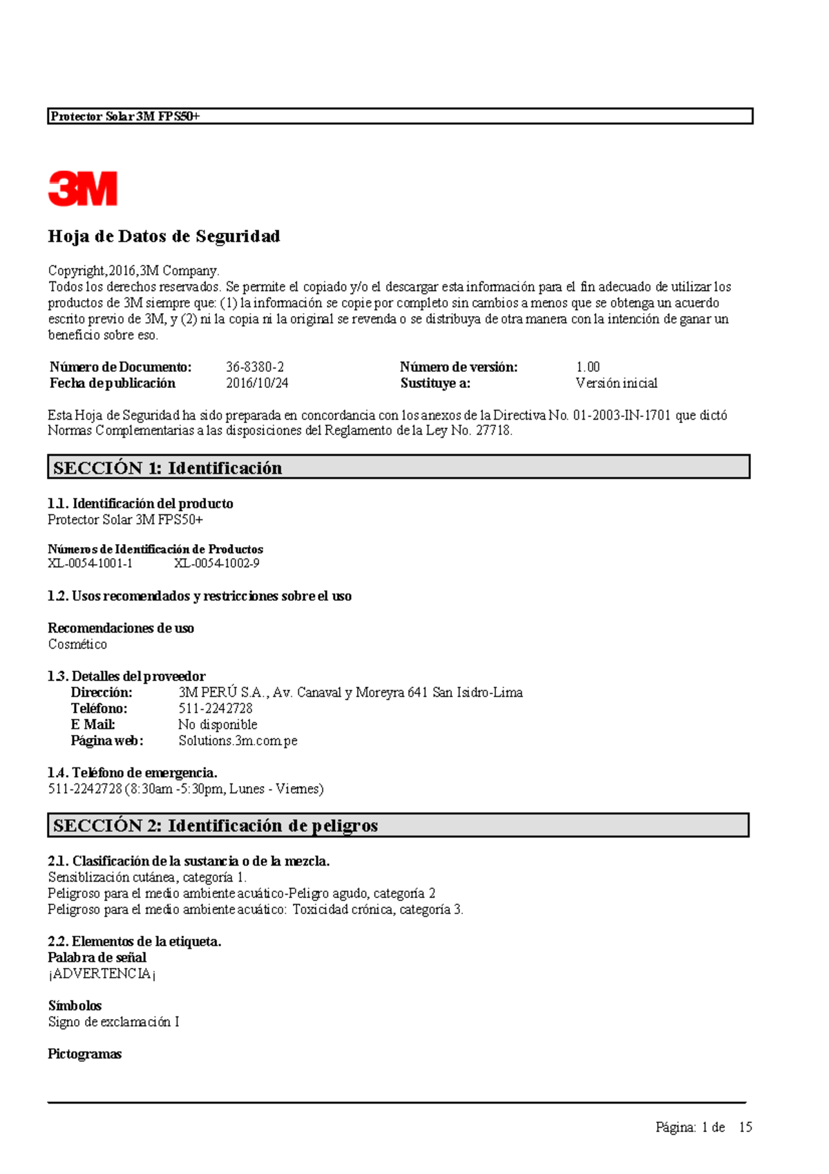13. MSDS Protector Solar FPS 50+ - - Studocu