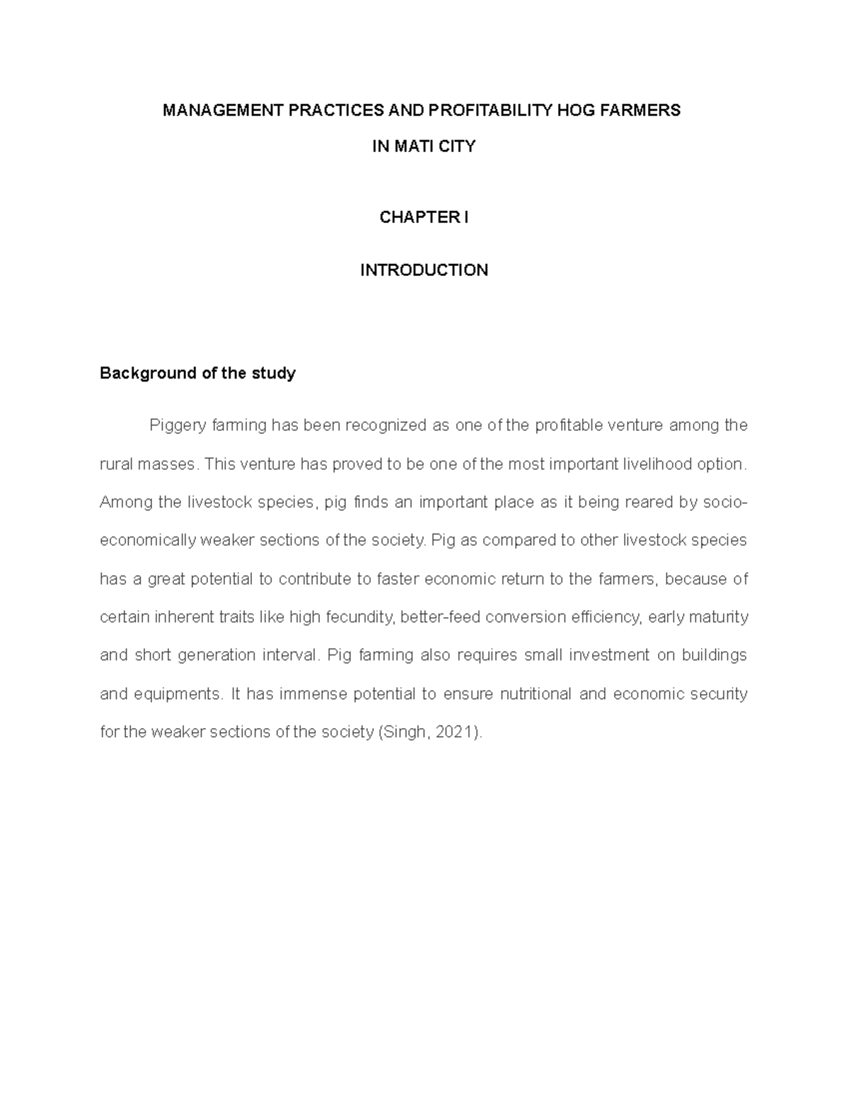 Management Practices AND Profitability HOG Farmers - MANAGEMENT ...