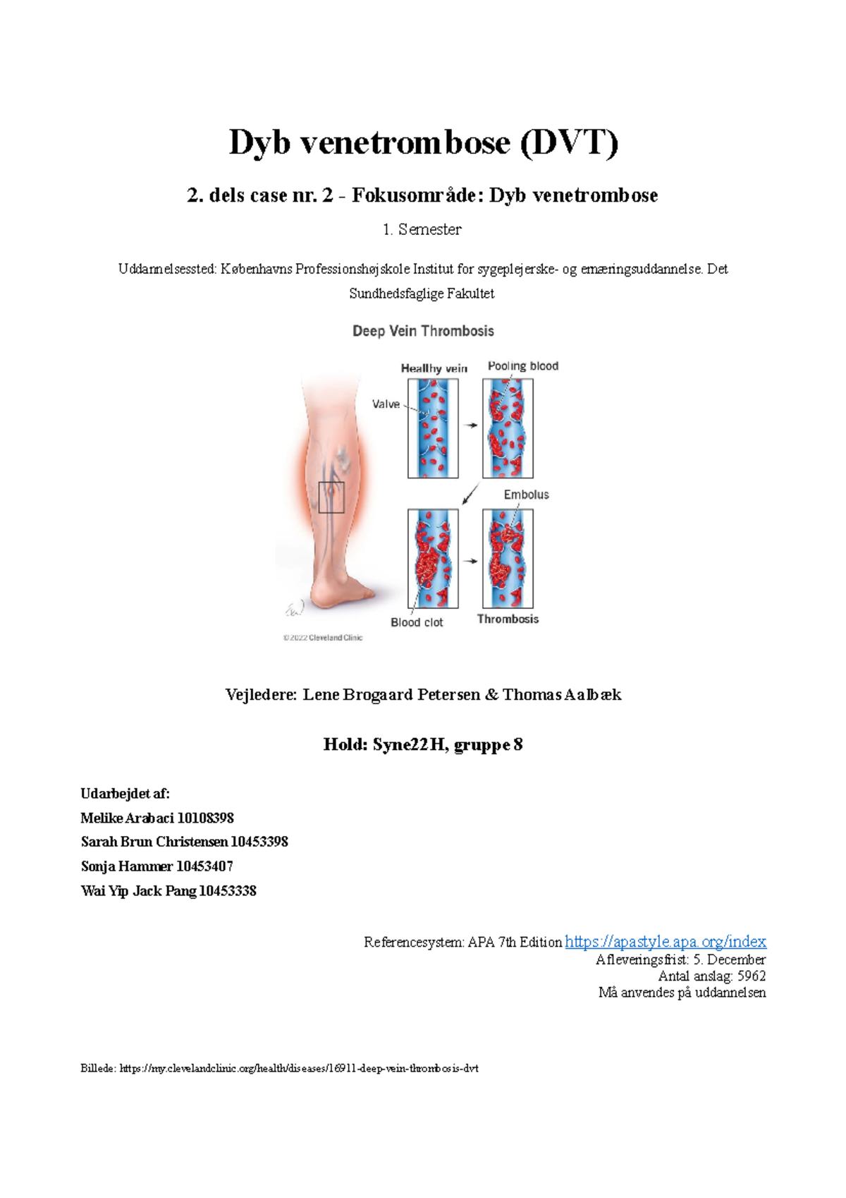 Dyb-venetrombose-opgave-afl.klar - Dyb venetrombose (DVT) dels case nr ...