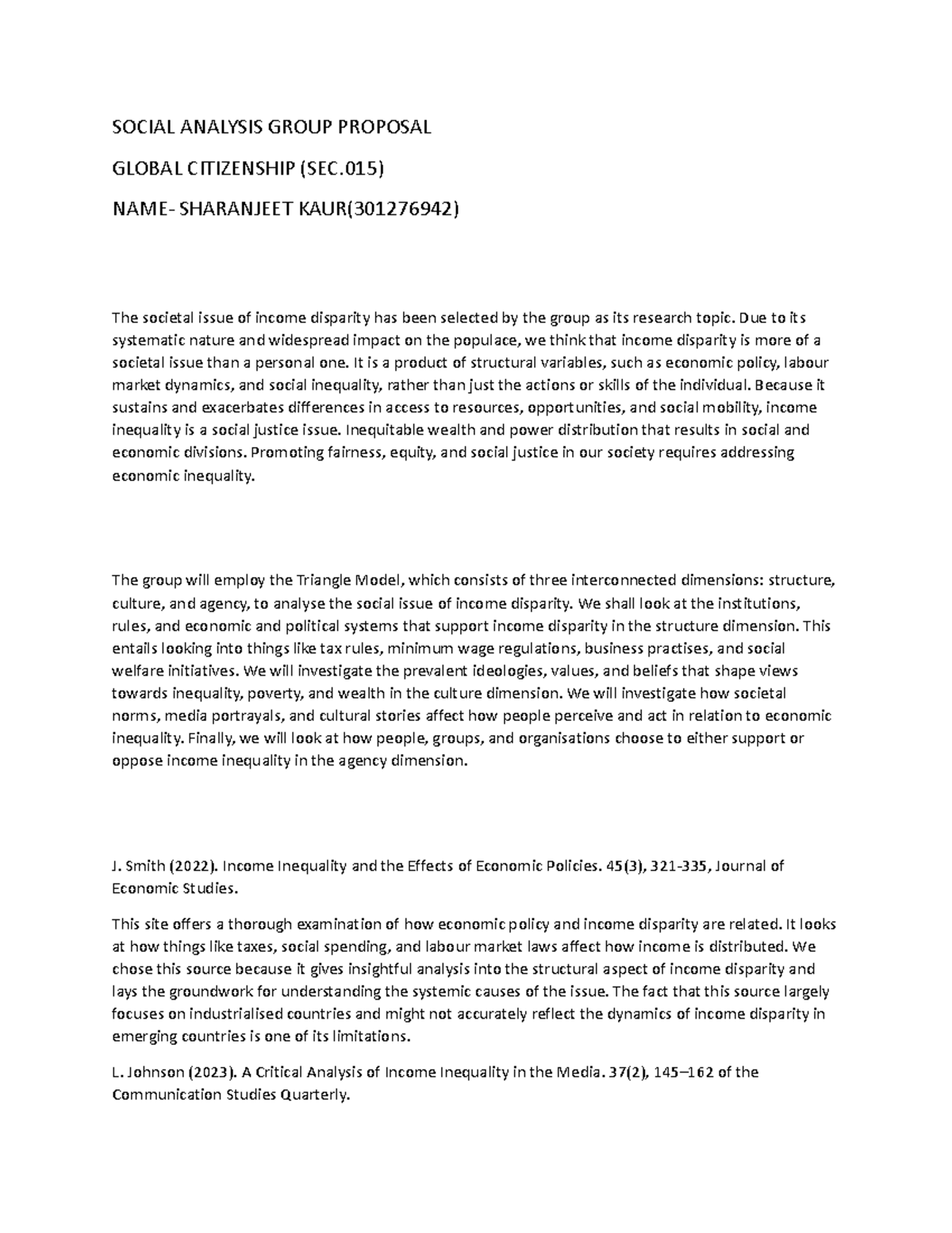 Social Analysis Group Proposal - SOCIAL ANALYSIS GROUP PROPOSAL GLOBAL ...