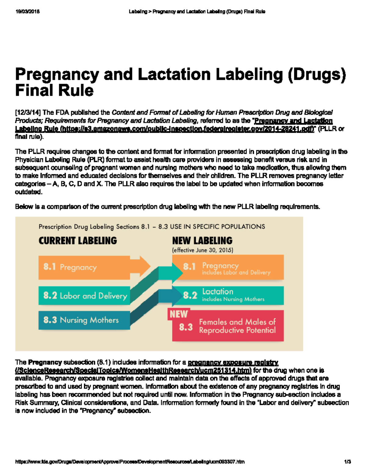 Pregnancy and Lactation Labeling (Drugs) Final Rule - FDA ...