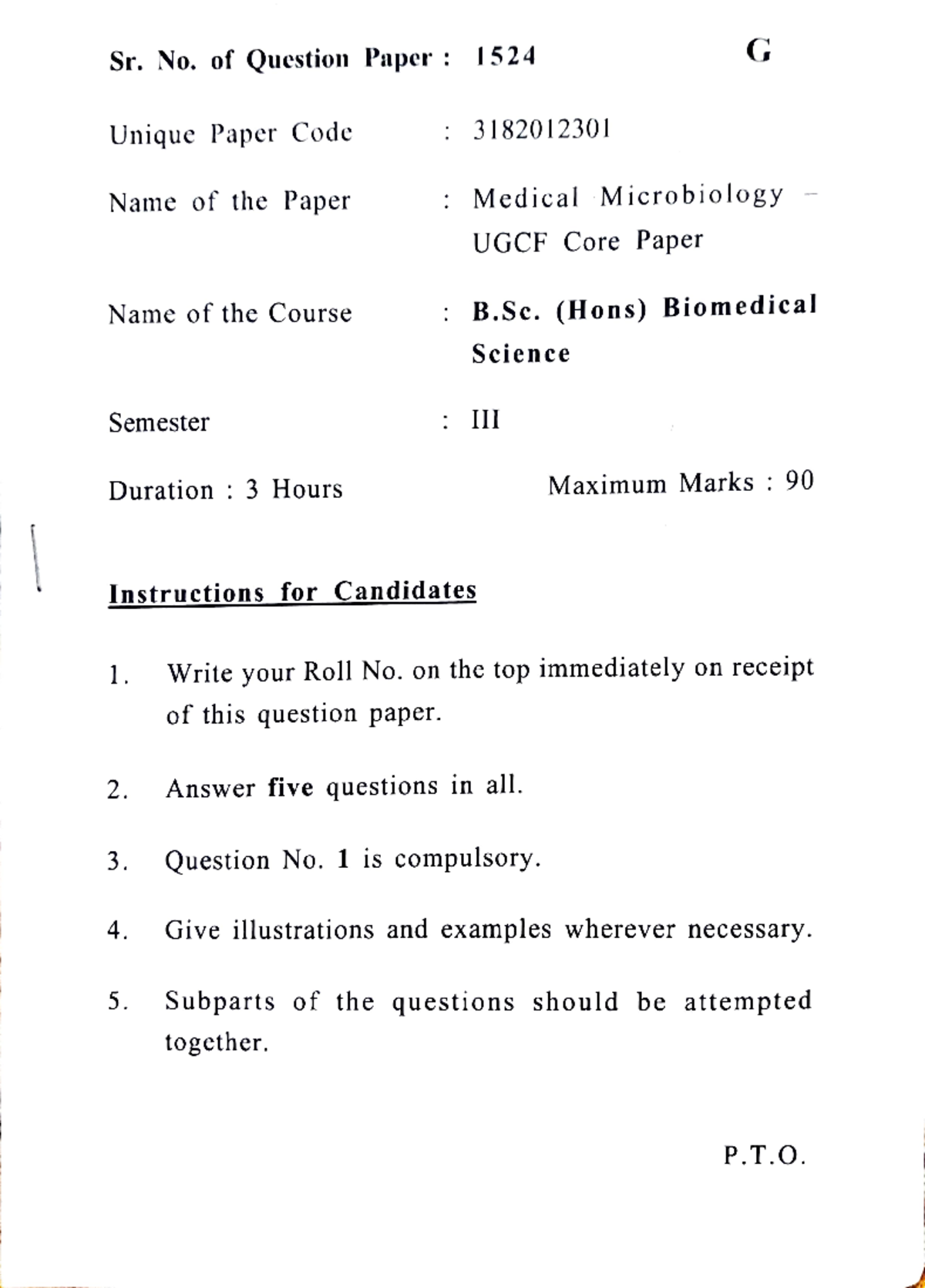 3rd Sem PYQ paper - Sem 3 PYQ - Sr. No. of Question Paper: 1524 Unique ...
