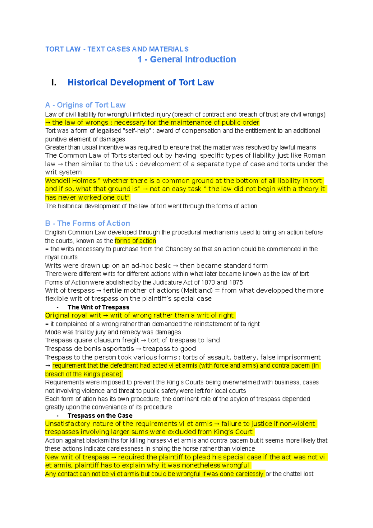 Lecture 1 Tort Law - Revisions - TORT LAW - TEXT CASES AND MATERIALS 1 ...