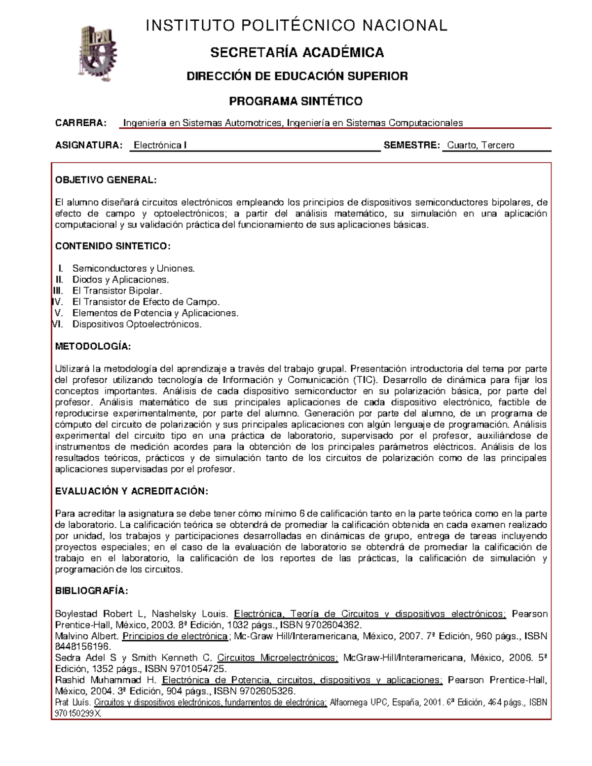 S420 Electrónica I - apuntes - SECRETARÍA ACADÉMICA DIRECCIÓN DE ...