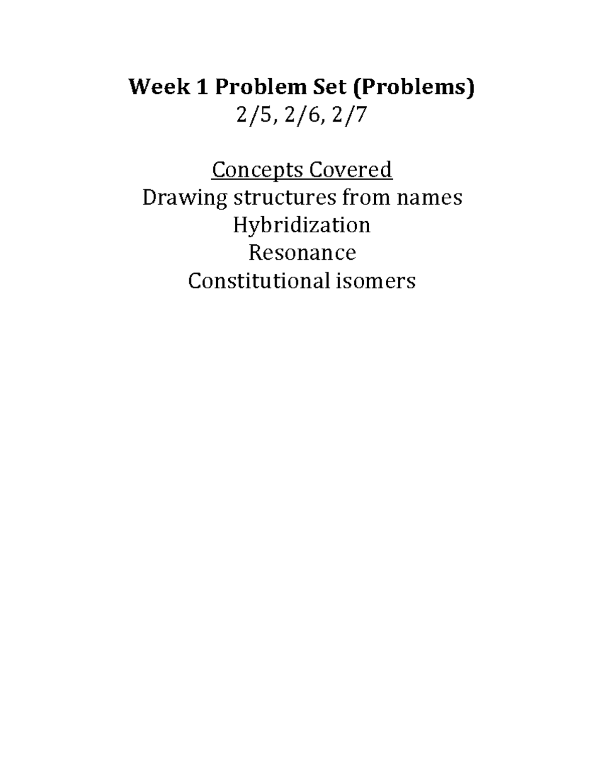 Sunday Week 1 Problems Problem Set Week 1 Problem Set Problems 25 26 2 Concepts