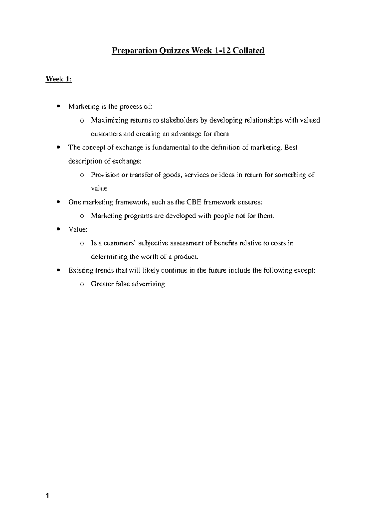 Collated information from Preparation Quizzes - Preparation Quizzes ...