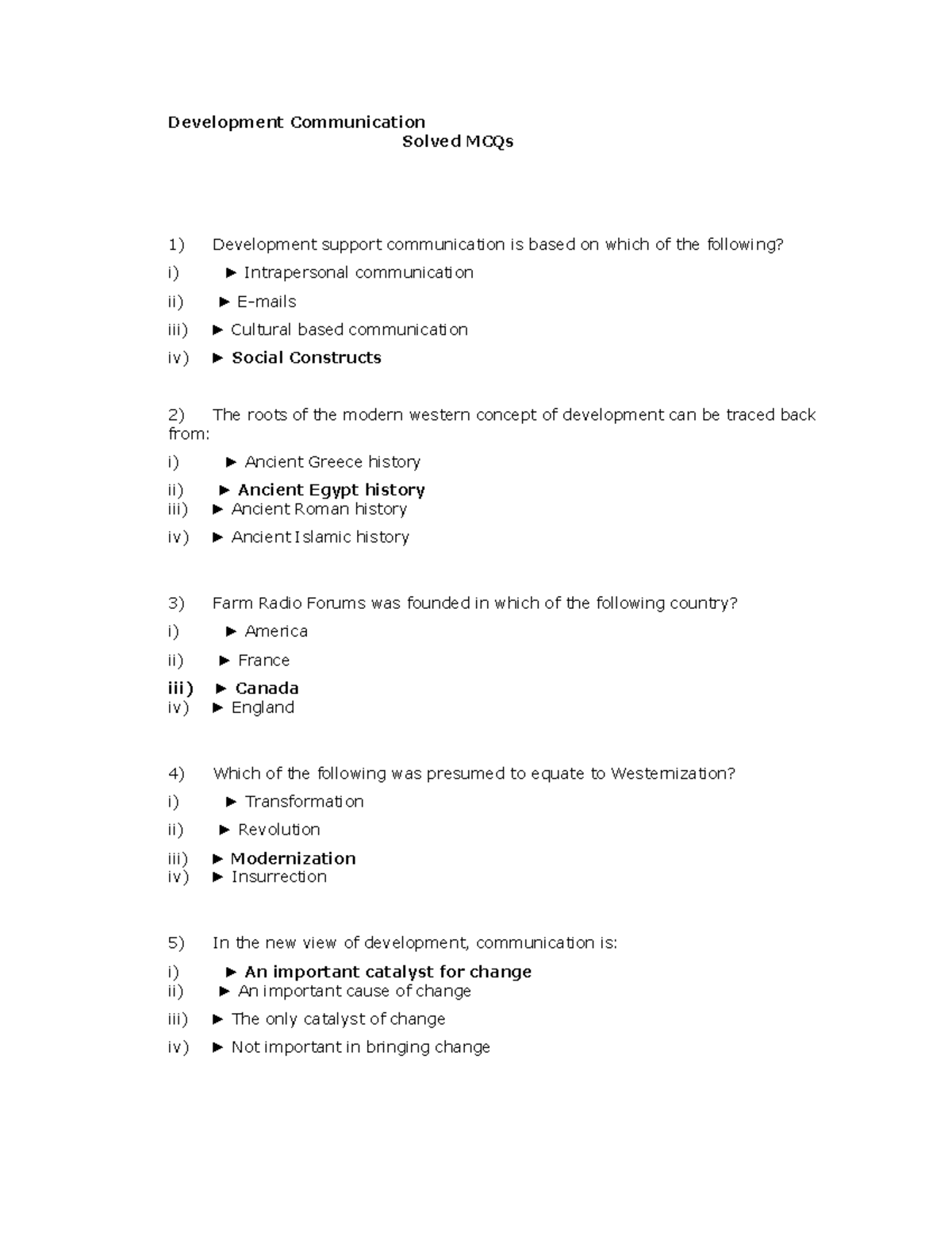 431 - Development Communication Solved MCQs Development support ...