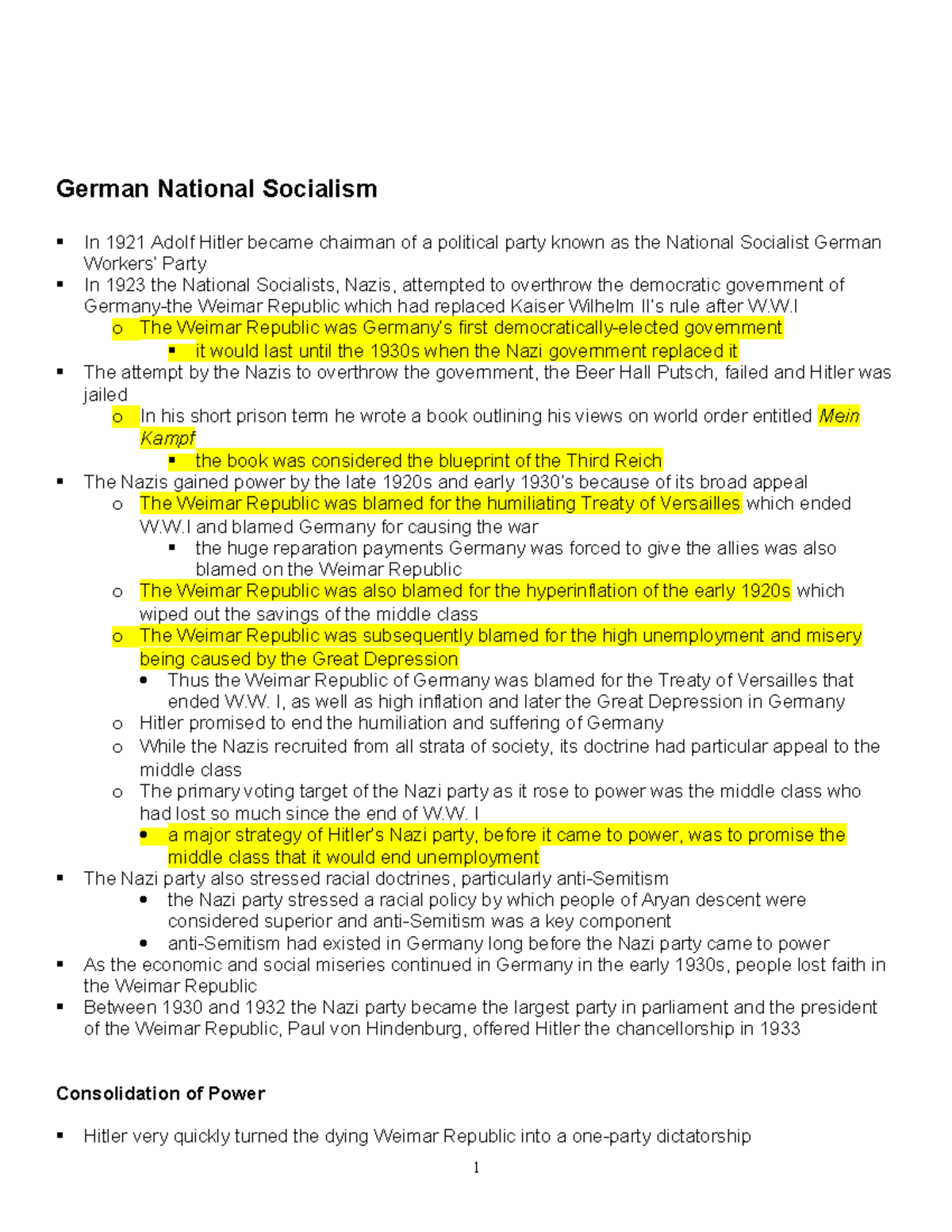 Topic 8- The Interwar Years-1102 - German National Socialism In 1921 ...