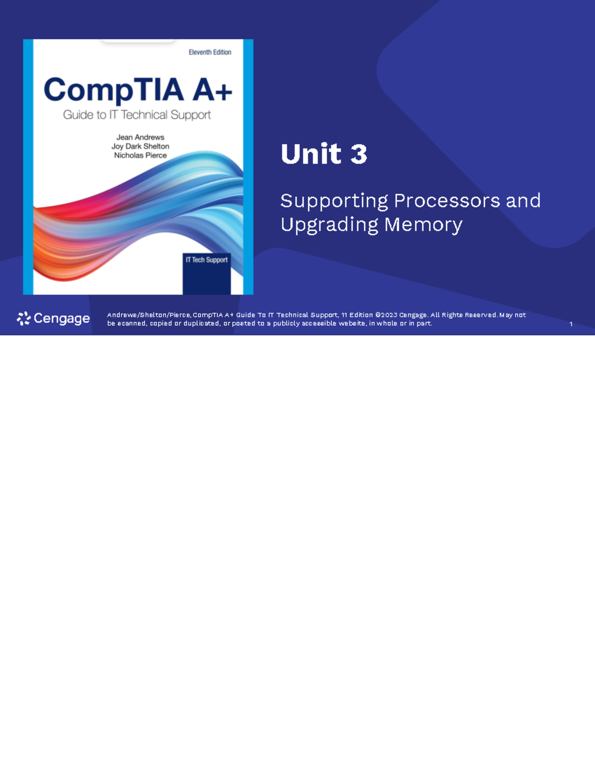 A+ Unit Three - Study notes - Andrews/Shelton/Pierce, CompTIA A+ Guide ...