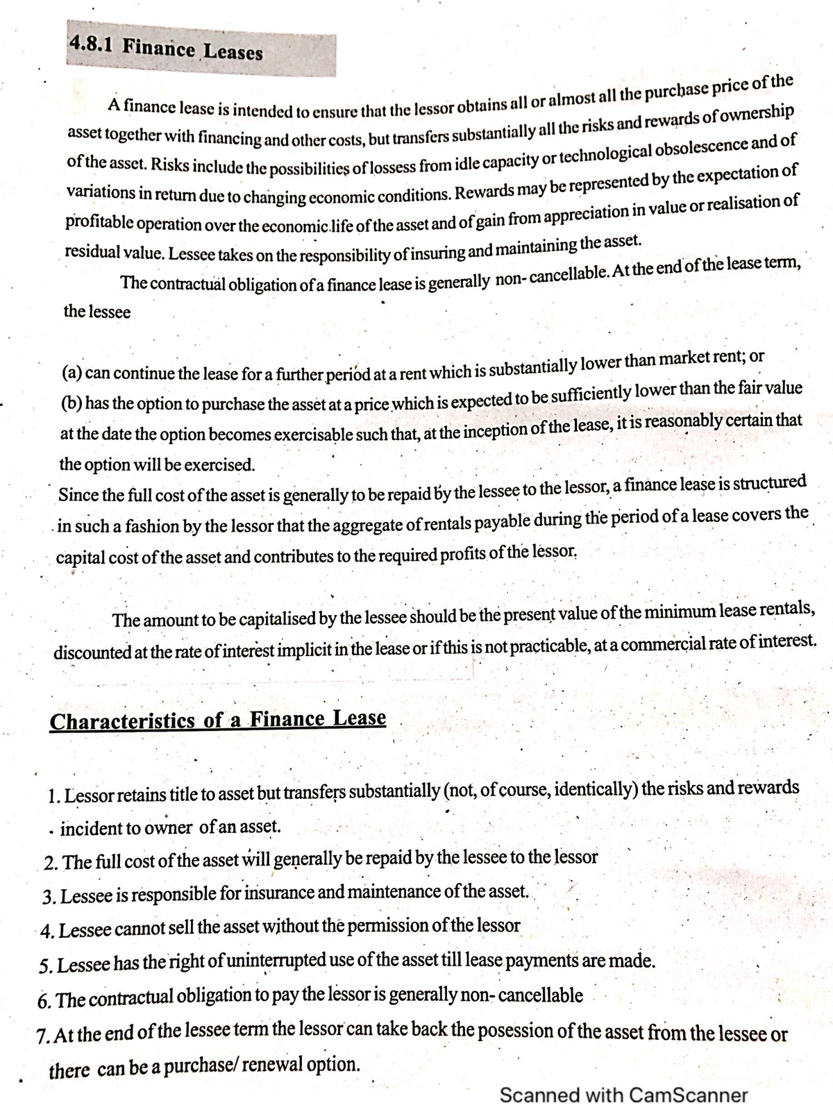 Meaning And Characteristics Of Finance Lease And Operating Lease